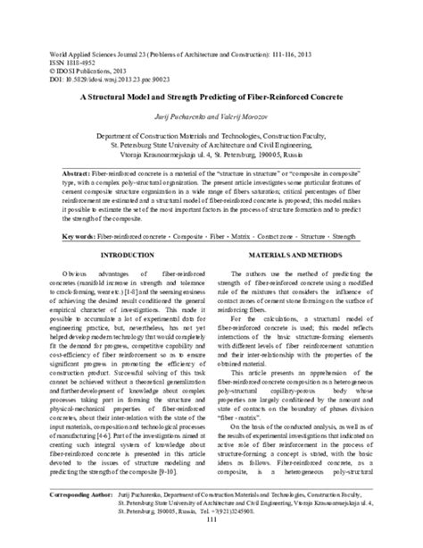 Pdf A Structural Model And Strength Predicting Of Fiber Reinforced Concrete