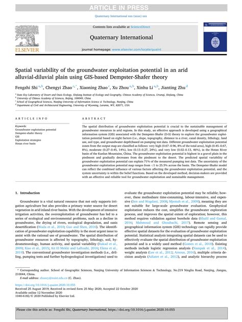 Pdf Spatial Variability Of The Groundwater Exploitation Potential In