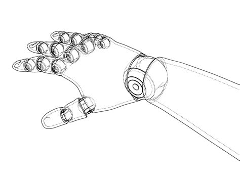Robot Hand Outline Vector Rendering Of 3d Robot Hand Abstract Machine