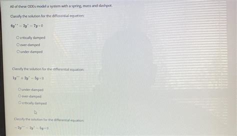 Solved All Of These Odes Model A System With A Spring Mass
