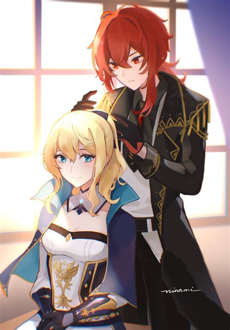 Jean And Diluc Genshin Impact Drawn By Ninami Danbooru