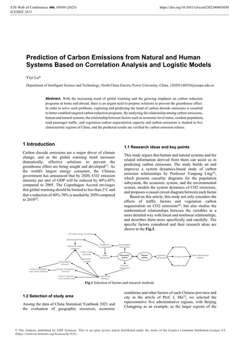 Pdf Prediction Of Carbon Emissions From Natural And Human Systems Based On Correlation