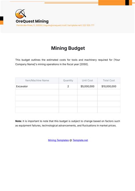 Free Mining Templates To Edit Online
