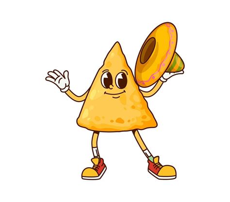 Mexico Tortilla Nacho Chip Groovy Cute Character 59408778 Vector Art At