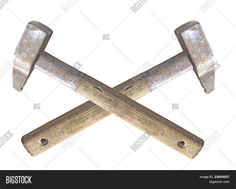 Two Crossed Hammers On White Image Photo Bigstock