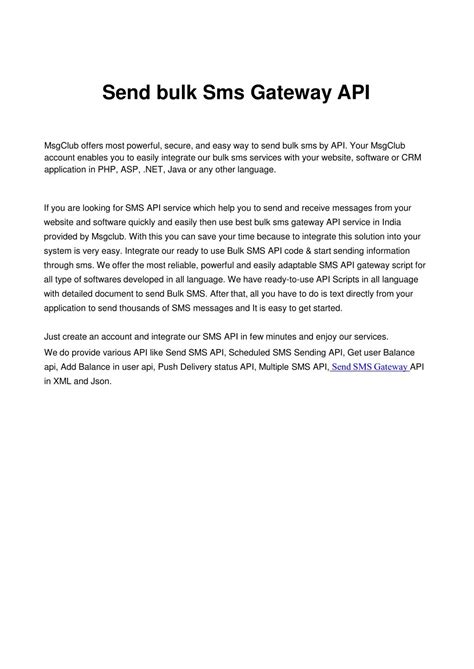 ppt send bulk sms gateway api powerpoint presentation free download