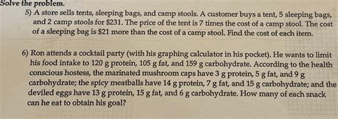 Solved Solve The Problema Store Sells Tents Sleeping Bags