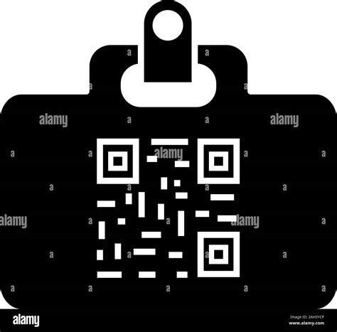 Qr Code Identification Card Glyph Icon Name Badge With Matrix Barcode Id Card With 2d Code