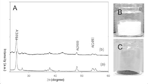A X Ray Diffraction Patterns Of A P25 Tio 2 Nanoparticles And B