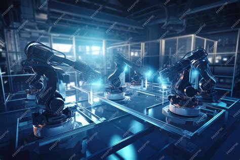 Operating Robot Arm In The Factory Premium Ai Generated Image