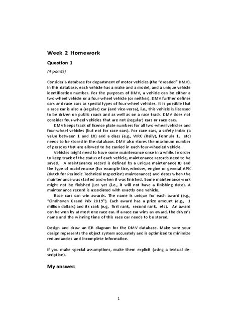 Hw2 A Simple Homework D Week 2 Homework Question 1 4 Points