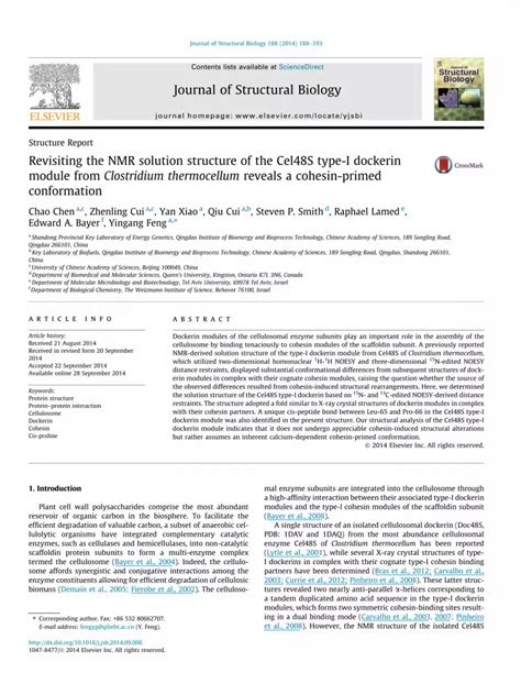 Pdf Revisiting The Nmr Solution Structure Of The Cel48s Type I