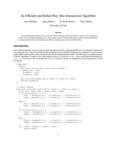 An Efficient And Robust Raybox Intersection Algorithm Truesculpt