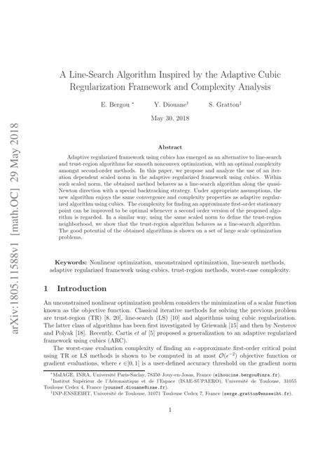Pdf A Line Search Algorithm Inspired By The Adaptive Cubic