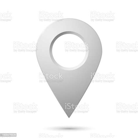 지리적 위치 아이콘은 흰색 배경에 강조 표시와 그림자가 있는 은색입니다 0명에 대한 스톡 벡터 아트 및 기타 이미지 0명 3차원 형태 가리키기 Istock