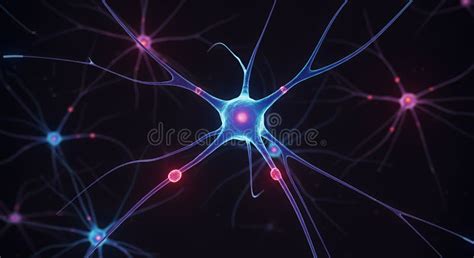 Depiction Of Interconnected Neurons Shows Network Activity In The Brain Stock Illustration
