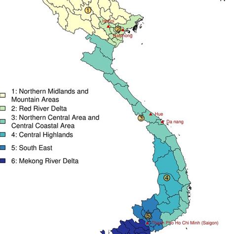 Vietnamese Regions And Provinces Grouping Regions Are Distinguished By Download Scientific