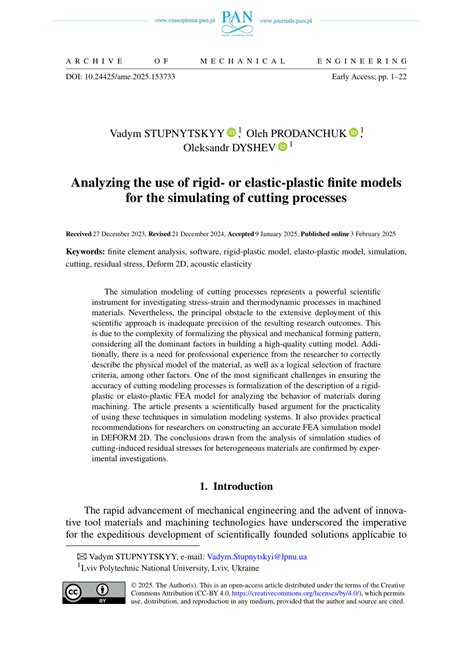 Pdf Analyzing The Use Of Rigid Or Elastic Plastic Finite Models For