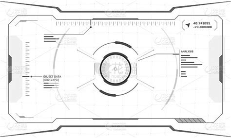 Vr Hud数字未来界面赛博朋克屏幕设计的白色背景。科幻虚拟现实技术视图平视显示。gui Ui仪表板素材 花瓣网