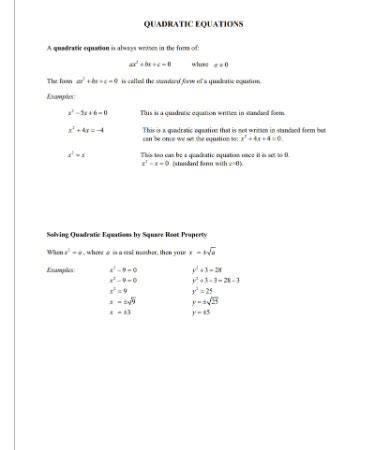 Quadratic Equation Worksheet PDF Free Download PRINTABLE