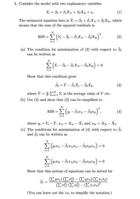 Solved 3 Consider The Model With Two Explanatory Variables