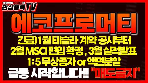 에코프로머티리얼즈 긴급 급등 시작합니다 매도금지 1월 테슬라 2월 Msci 편입 15 무상증자 에코프로머티 에코프로 에코프로비엠전구체클로즈드루프에코