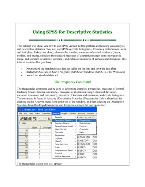 Using SPSS For Descriptive Statistics