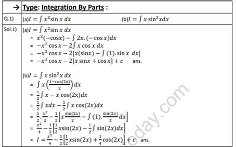 Cbse Class 12 Mathematics Integration Worksheet Set C