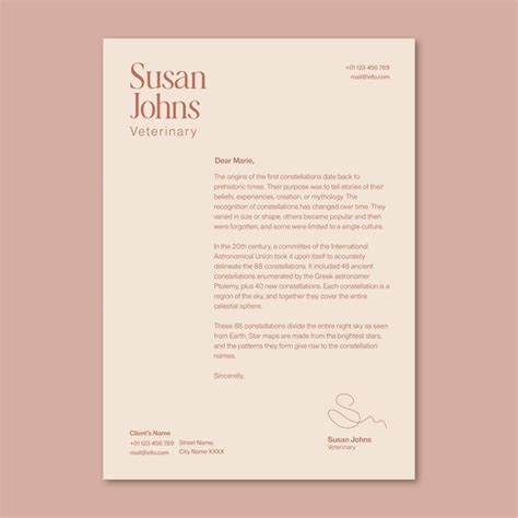 Free Vector Veterinary Cover Letter Template Design