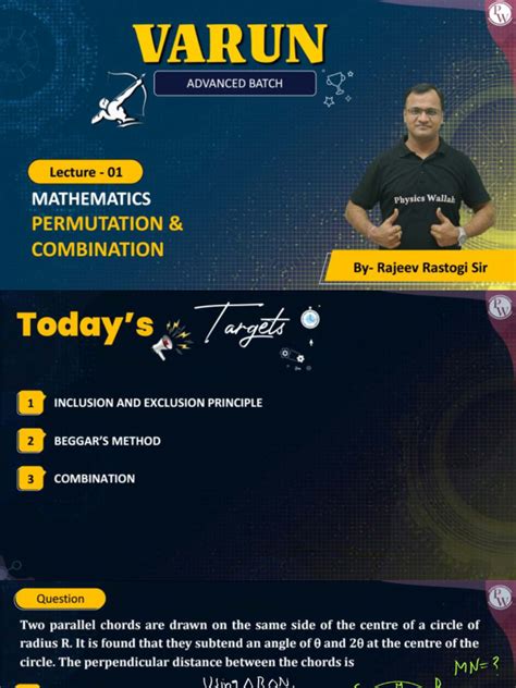 Permutation And Combination 01 Class Notes Pdf
