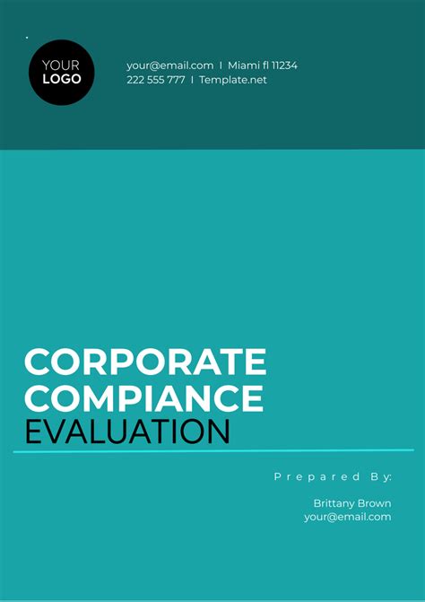 Free Evaluation Of Corporate Compliance Template To Edit Online