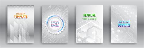 프리젠테이션과 마케팅을 위한 하이테크 커버의 흰색 세트 의료 과학 컴퓨터 전단지 브로셔 및 웨비나 페이지를 위한 미래 지향적인 디자인 하이테크 기업 문서 표지 디자인