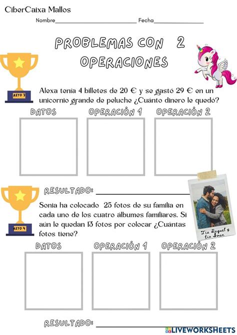Problemas De Matemáticas Con Dos Operaciones Worksheet