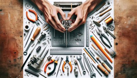 Hands Working On A Complex Device Amidst An Array Of Tools Generative