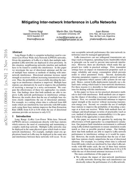 Pdf Mitigating Inter Network Interference In Lora Networks