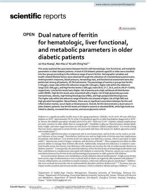 Pdf Dual Nature Of Ferritin For Hematologic Liver Functional And