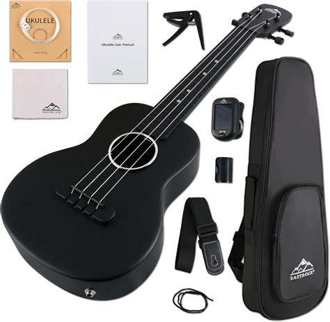 Electric Concert Ukulele Eastrock Carbon Fiber 23 Inch