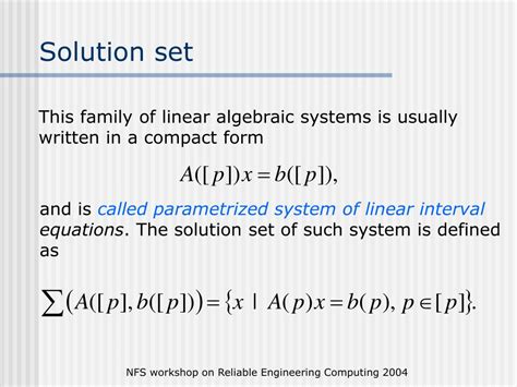Ppt A Method For Outer Interval Solution Of Parametrized Systems Of