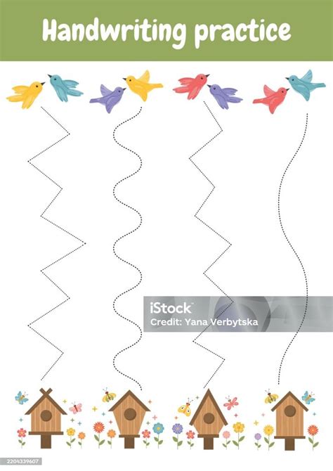 선을 추적하고 아이들을 위한 필기 교육 워크시트 소근육 운동 기술을 위한 교육 페이지 작성 유치원 유치원을 위한 교육용 게임 및 활동 추적 연습 시트 0명에 대한 스톡 벡터