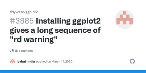 Installing Ggplot2 Gives A Long Sequence Of Rd Warning · Issue 3885 · Tidyverseggplot2 · Github