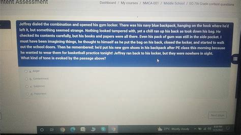 Ntent Assessment Dashboard My Courses Nmca 001 Middle School Ec 7