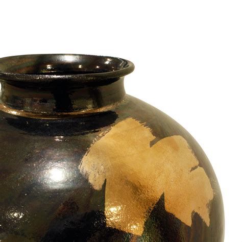Gary Mccloy Gary Mccloy Ceramic Vase With Gunmetal And Gold Glazes 1980s