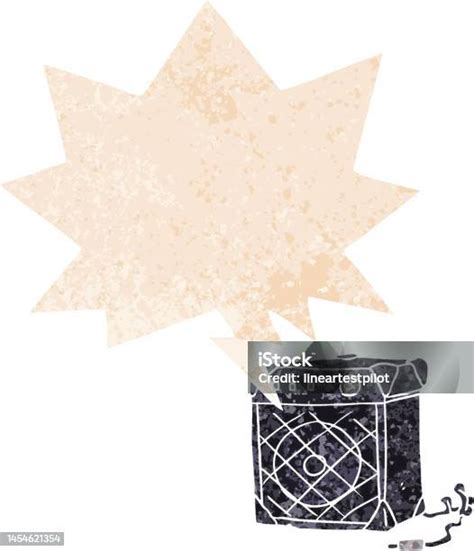 그런 지 고민 복고풍 질감 스타일의 연설 거품이 있는 만화 기타 앰프 귀여운에 대한 스톡 벡터 아트 및 기타 이미지 귀여운 그런지 이미지 기법 기타 현악기 Istock