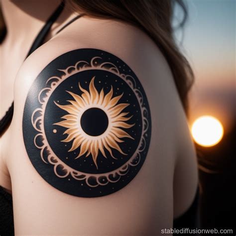 Woodblock Solar Eclipse Tattoo Design Stable Diffusion Online