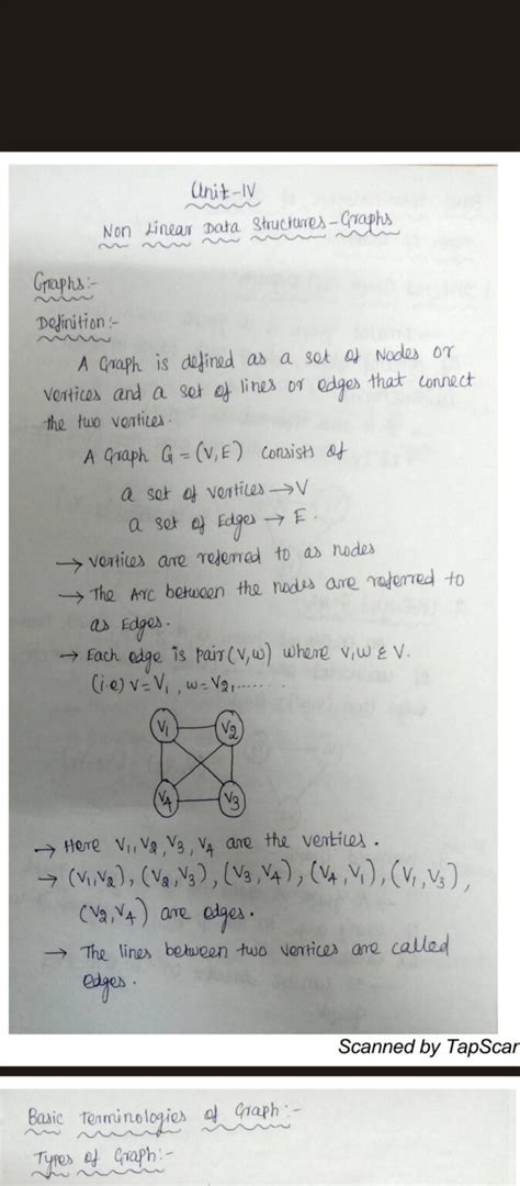 Non Linear Data Structuregraph Data Structure Enginnering Handwritten Notes Pdf Shop