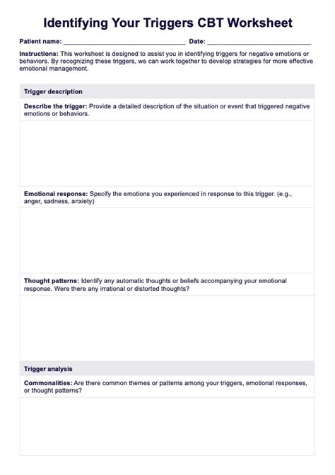 Anger Trigger Identification Worksheet