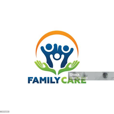 패밀리 케어 로고 템플릿 디자인 벡터 엠블럼 디자인 컨셉 크리에이티브 심볼 아이콘 로고에 대한 스톡 벡터 아트 및 기타 이미지