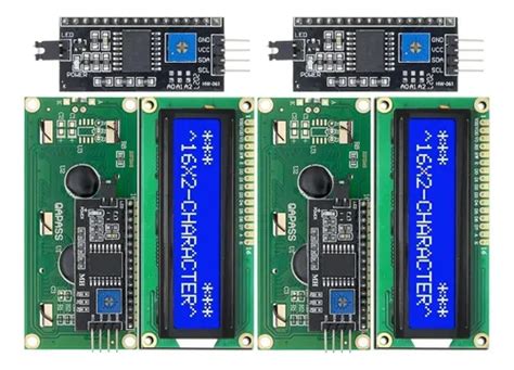 2pcs Pantalla Lcd 16x2 1602 Hd44780 Retroiluminación Azul Y Módulo Conversor I2c Para Arduino