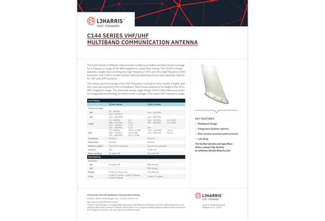 C144 Series Antenna Spec Sheet L3harris® Fast Forward