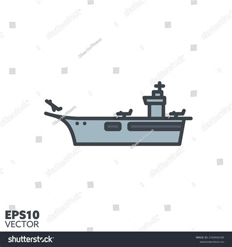 Aircraft Carrier Vector Filled Line Icon Stock Vector Royalty Free 2160042185 Shutterstock